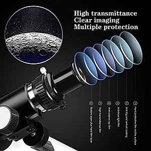 WUEURU Reflector Telescope, 76mm Aperture 700mm AZ Mount Portable Astronomy Refractor Telescope, (35X-525X) Multi-Coated High Transmission Telescope & Adjustable Tripod, Smartphone Adapter