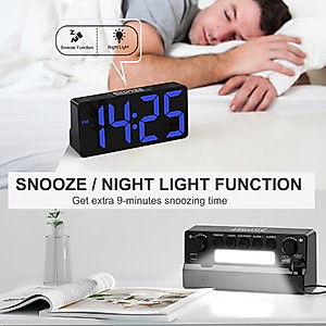 Loud Alarm Clock for Bedrooms - Small Digital Desk Clock with Large Display, TypeC&USB Charger, Dual Alarms, Dimmers, Snooze, Battery Backup, Night Light Compact Clock for Heavy Sleeper, Adults, Kids