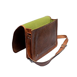 Leather Real Messenger Bag for Laptop Briefcase Satchel Men and Women Handmade Laptop Bag Satchel Bag Padded Messenger Bag (13 inch Small)