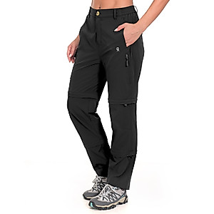 Little Donkey Andy Women's Stretch Convertible Pants, Zip-Off Quick-Dry Hiking Pants Black Size M