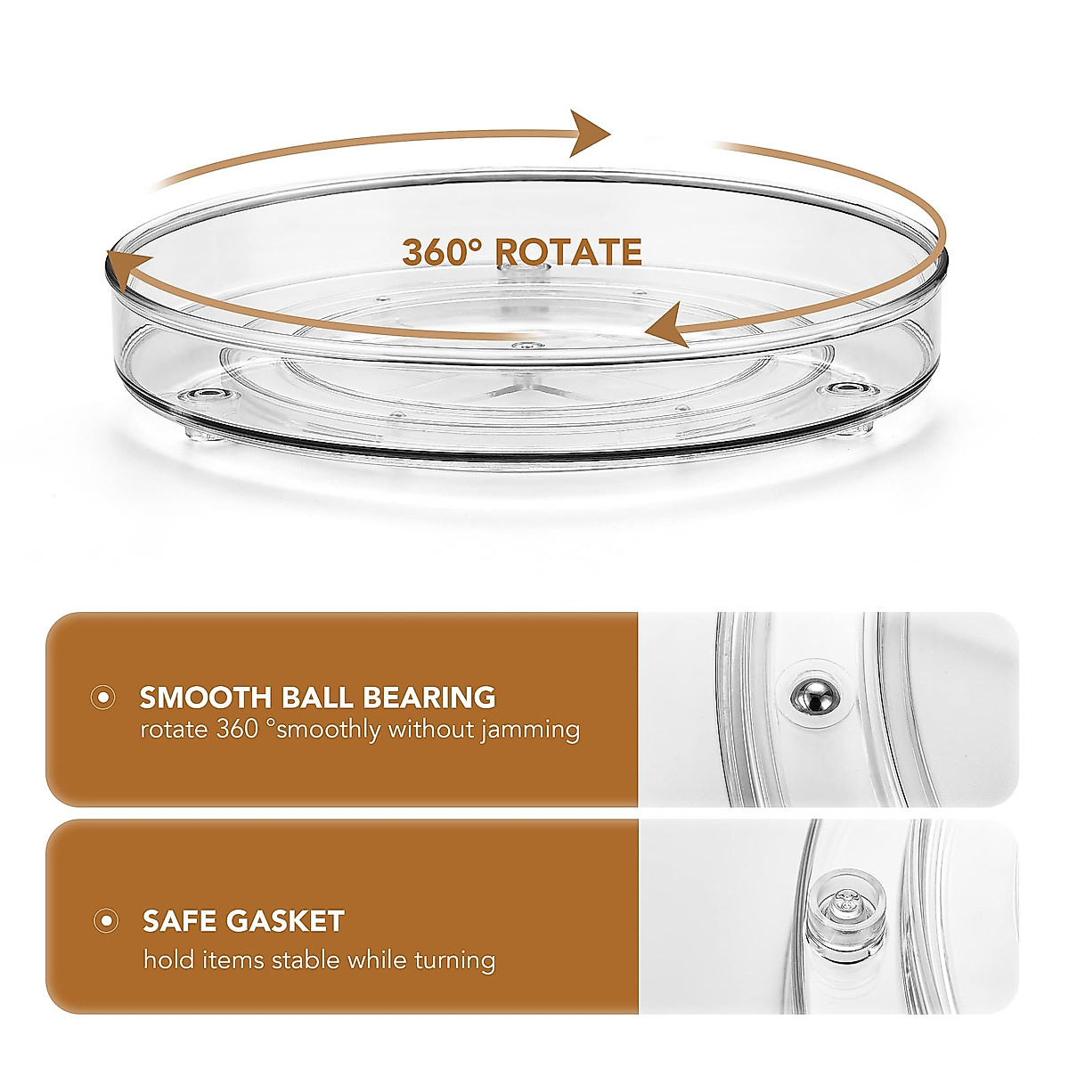 Ravinte Lazy Susan Turntable Organizer - Clear Plastic Rotating Storage Collection for Refrigerator - Spinning Round Spice Organizer for Kitchen Cabinets - 10.6 Inch 1 Pack