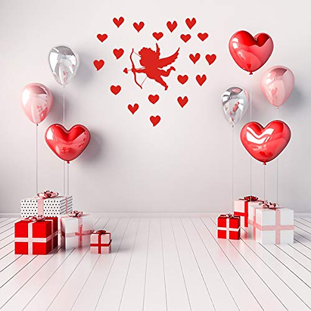 Valentine Day Decor Cupid Angel Wall Decal Love Arrow Decals Heart Wall Decor Love Heart Wall Stickers Family Kids Room Home Wall Window Couple Bedroom Decoration
