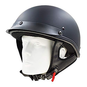 Wheeling Motorcycle Bike Biker ATV Visor Half Open Face Helmet DOT Approved Model 204 (Flat Balck Medium)