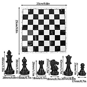 Portable Chess Plastic International Chessboard Set Medieval Entertainment Chess Game Set Black & White Chessboard for Party Activities(White)