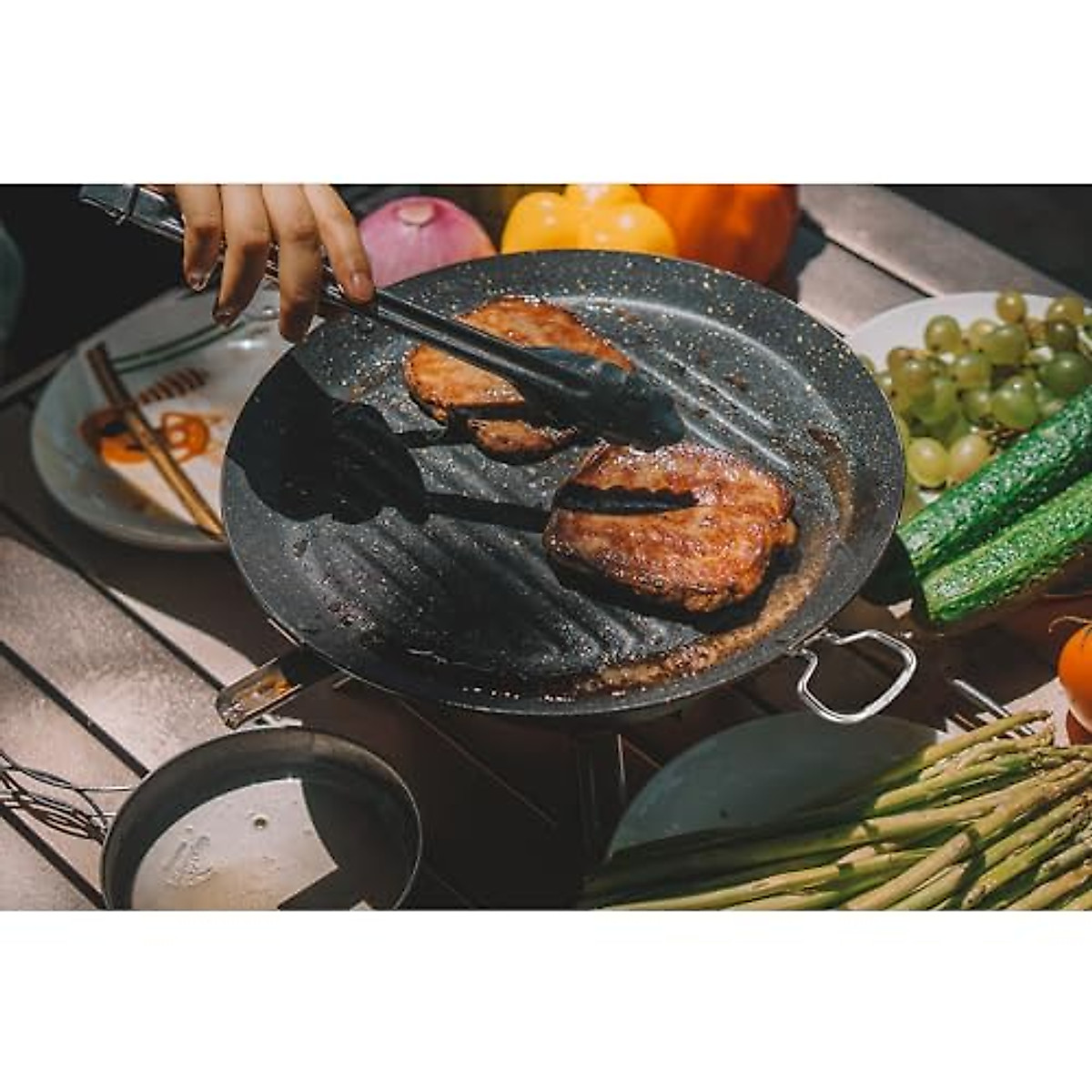 Fire-Maple Camping Griddle Plate | Nonstick Outdoor Portable Grill Pan for Stovetop | BBQ Gas Griddle Pan for Camping Stove Ridged Surfaces 31 X 31cm