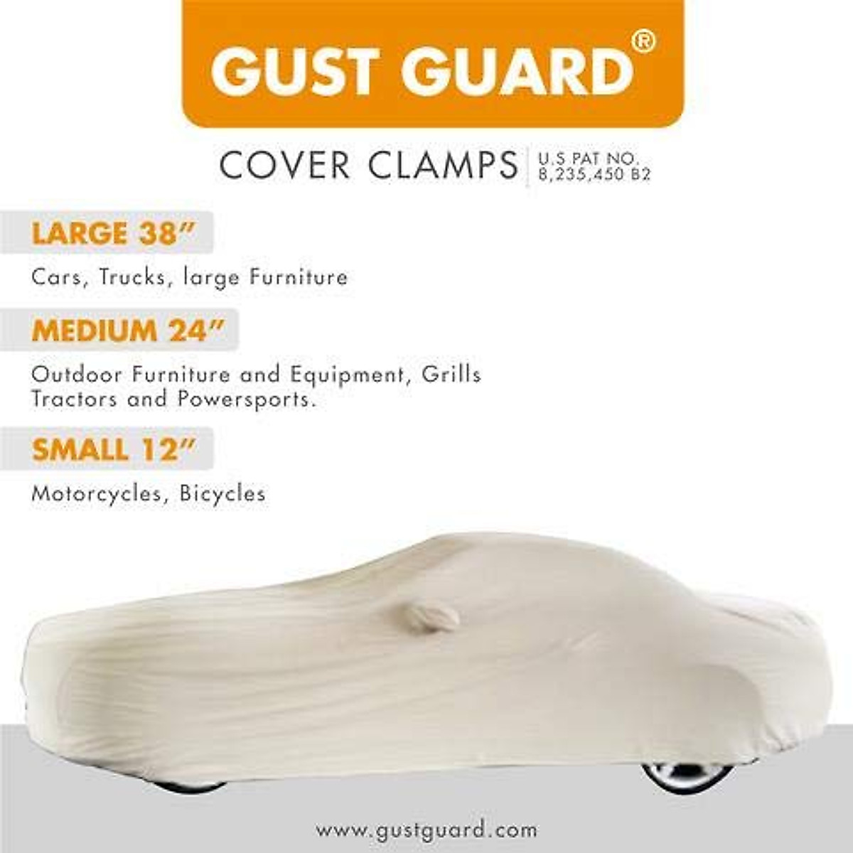 The Original Gust Guard™ - Secure Your Covers from Blowing Away - Medium 24" (ATV Covers, Small Watercraft / Snowmobile Covers, Outdoor Funiture, Barbecue Covers, A/C Covers, etc.)