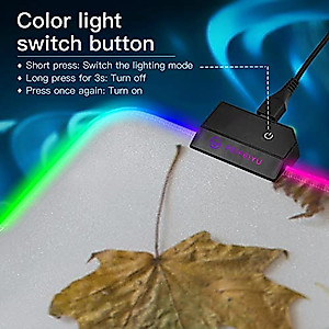 Large RGB Gaming Mouse Pad Autumn Falling Leaves Chestnuts Acorns Isolated Glowing Extended Mousepad 31.5x11.8in, Soft Anti-Slip Rubber Base Luminous Mouse Mat for Pc Laptop, Gaming, Office, Home