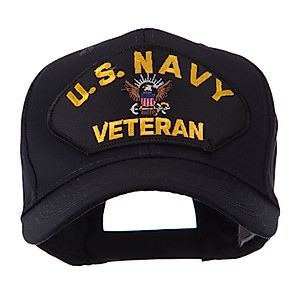 e4Hats.com Veteran Military Large Patch Cap - US Navy Black OSFM