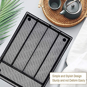 HaWare Silverware Drawer Organizer (12.5 x 9.2Inch), Stainless Steel Sturdy 5 Compartment Flatware Tray Holder Storage Small Utensils Items for Kitchen Office School(Black)