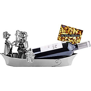 BRUBAKER Wine Bottle Holder Couple in Fishing Boat Sculptures and Figurines Decor Wine Racks and Stands Gifts Decoration
