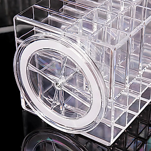 Sooyee Lipstick Organizer,53 Spaces 360 Degree Spinning Lipstick Holder,Acrylic Cosmetic Display Cases for Lipstick, Brushes, Bottles, and more,Clear