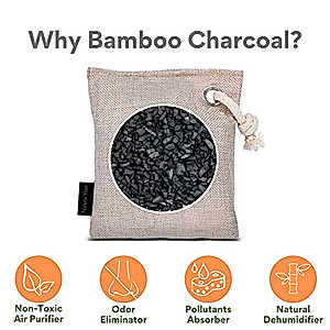 Natural Peek Bamboo Charcoal Air Purifying Bag – Natural Odor Eliminator and Moisture Absorber for Home and Car - Breathe Fresh air, Chemical Free and Fragrance Free Purifier (4x200g)