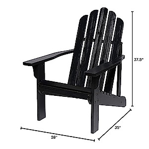 Shine Company Marina Adirondack Chair, Back & Seat Pre-Assembled, Black