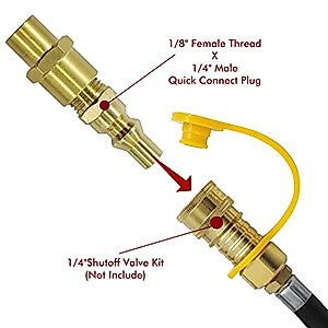 MENSI 1/8'' FNPT x 1/4'' Male Quick Connect Plug Propane Quick Disconnect Conversion Kit Adapter for Weber Q 100, 1000, 200, 2000, 1200, 2200, Traveller and Portable Gas Grill Camper