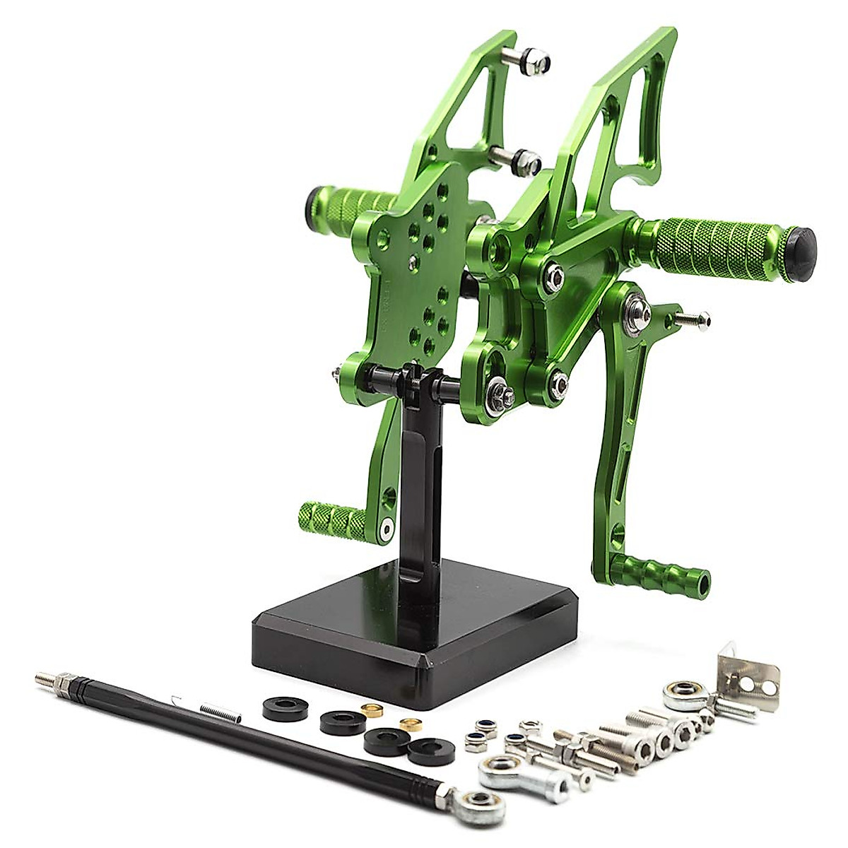 CNC Motorcycle Adjustable Rearsets Foot Pegs Rear Set Footpeg Shift Pedal Compatible with NINJA 300 250R 2013-2017 /Z300 2015-2018 /Z250 2013-2016 Green