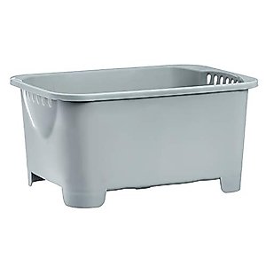 Glad Kitchen Sink Wash Basin for Dishes | Large Plastic Tub with Drain Plug | Multipurpose Dishpan for Cleaning Tableware | Sinkware Accessories, Grey