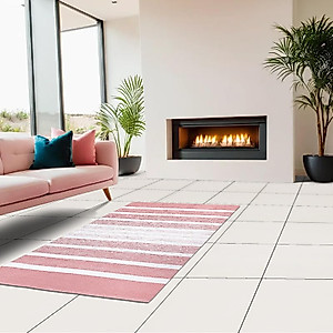 Lush Ambience Indoor Area Rug- Hand Woven, Environment Friendly, Machine Washable- Recycled Cotton Area Rugs 4x6 ft for Living Room, Dining Room, Kitchen, Bedroom, Porch - Avika Blush Pink