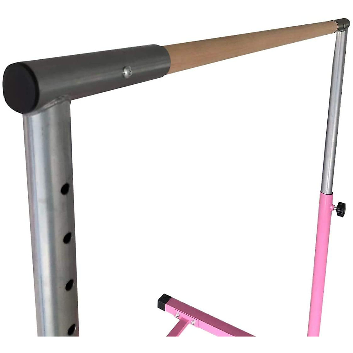 Athletic Bar Kids Gymnastics Junior Horizontal Kip Bar 3 to 5 FT Training Jungle Gym Expandable Adjustable Height 3 to 5 FT Tumble Weight Capacity 300 Pounds (Pink)