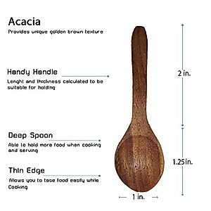 MINIATURE DOLL SIZE Tiny 2¾" Dia Acacia Calabash Wood Bowl for Condiments, Dip Sauce, Nuts, Ketchup, Jam, Herb, Prep, Olive, Salsa, Round Wooden Brown Bowl 2.75"x1.5" H Set of 4 (FREE 4 Wood Spoons)