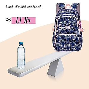 Dorlubel Girls Princess Backpack Elementary School, Heart Shape Print Backpack for girls Cute Kids Kindergarten Preschool Bookbag With Lunch Bag and Pencil Case (Dark Blue Heart Shape)