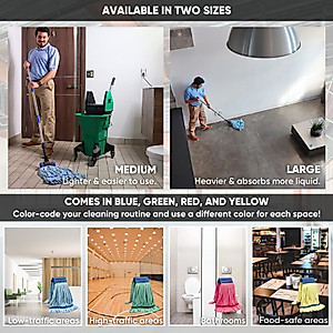 Large Microfiber Tube Mop with Stainless Steel Handle | Industrial Wet Mop | Absorbent and Durable with Great Cleaning Power (Green)