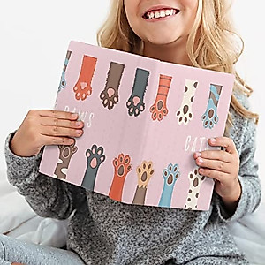 DIYFLASH Pet Paw Book Cover Protector Jumbo Book Sleeves for Hardcover Books to 9 x 11 Inches Book Sox for Most Hardcover Books Washable, Reusable Protective Covers, Set of 4