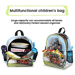 Steam Train Kids Backpack for Boys Girls, Vintage Locomotive Toddler Backpack School Bag Water Resistant Bookbag Travel Children Bag, Nursery Junior Primary Student Preschool Backpack With Chest Strap