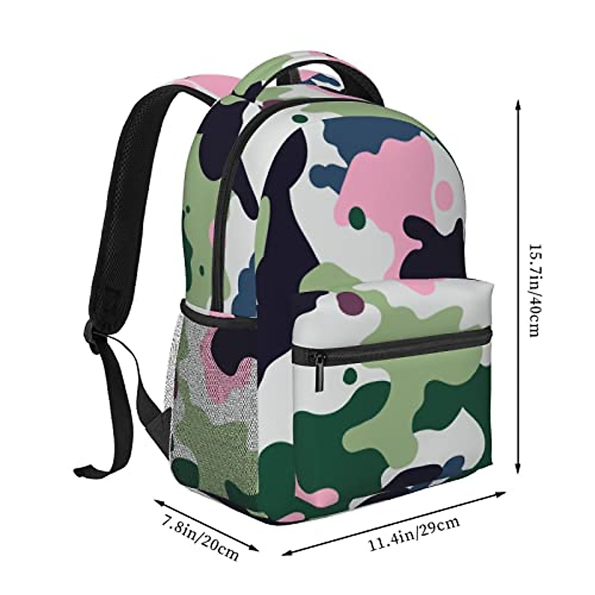 Niuyoif Colored Camouflage Pattern Large Backpack For Men Women Personalized Laptop Tablet Travel Daypacks Shoulder Bag