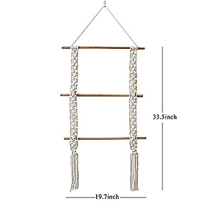 Anntool 3-Tier Macrame Wood Decorative Hanging Wall Towel Blanket Shelf, Bathroom Storage Toilet Paper Display Rack, Farmhouse Towel Holder for Kitchen, Bathroom, Bedroom, Entryway
