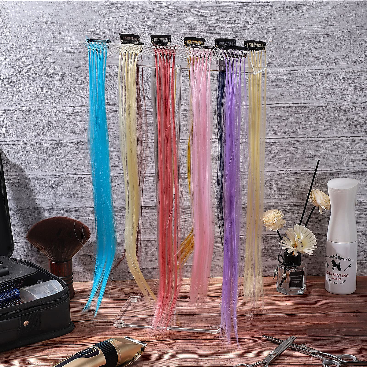 Noverlife Acrylic Hair Extension Stand, Professional Wigs Styling Tool Hair Hanger, Sturdy Rack Holder to Hold, Display, Durable Sectioning Display Braiding Hair Separator stand for Hair Salon Home
