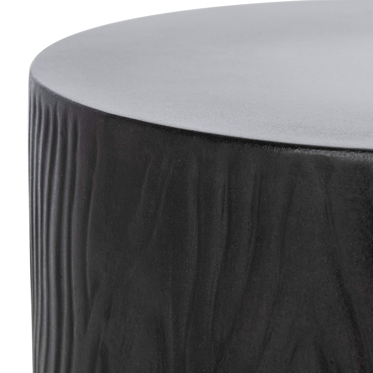SAFAVIEH Outdoor Trunk Black Modern Concrete Round Accent Table