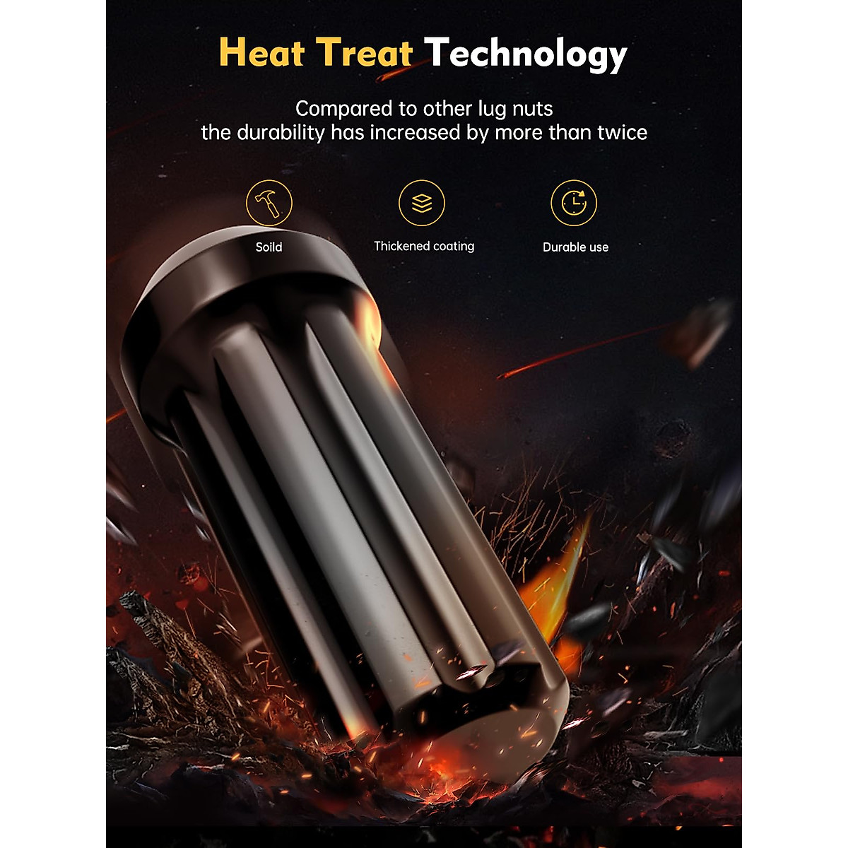 MIKKUPPA M14x1.5 Wheel Lug Nut - Replacement for Chevy Silverado 1500 2500, GMC, Ford, Ram, Aftermarket Wheel - 32pcs Black Closed End Lug Nuts with 1 Socket Key