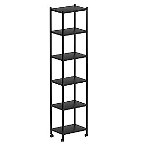ZIGAMA 6-Tier Metal Rolling Cart Organizer with Wheels ，Adjustable Heavy Duty Free Standing Baker's Rack for Kitchens,Storage Tower for Pantry Laundry Bathroom Narrow Places