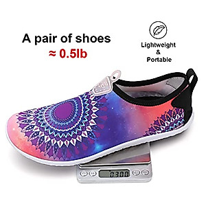 Fires Water Shoes for Womens Mens Quick-Dry Barefoot Aqua Socks for Beach Swim Surf Breathable Hiking Water Shoes Slip-on Lightweight Durable Pool Lake Shoes blueboho 7.5-8.5 Women/6-7 Men