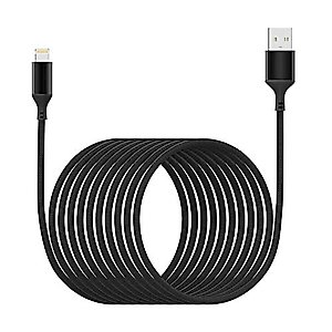 Apple MFi Certified 26FT/8M Lightning Cable - Fast Charging for iPhone 12/11/Pro/X/Xs Max/XR/8 Plus/7 Plus/6s & More - Black