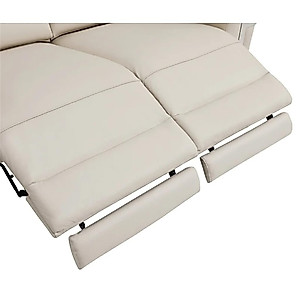 FANCUF Top Grain Leather Loveseat with Power Recliner for Indoor Living Room Furniture