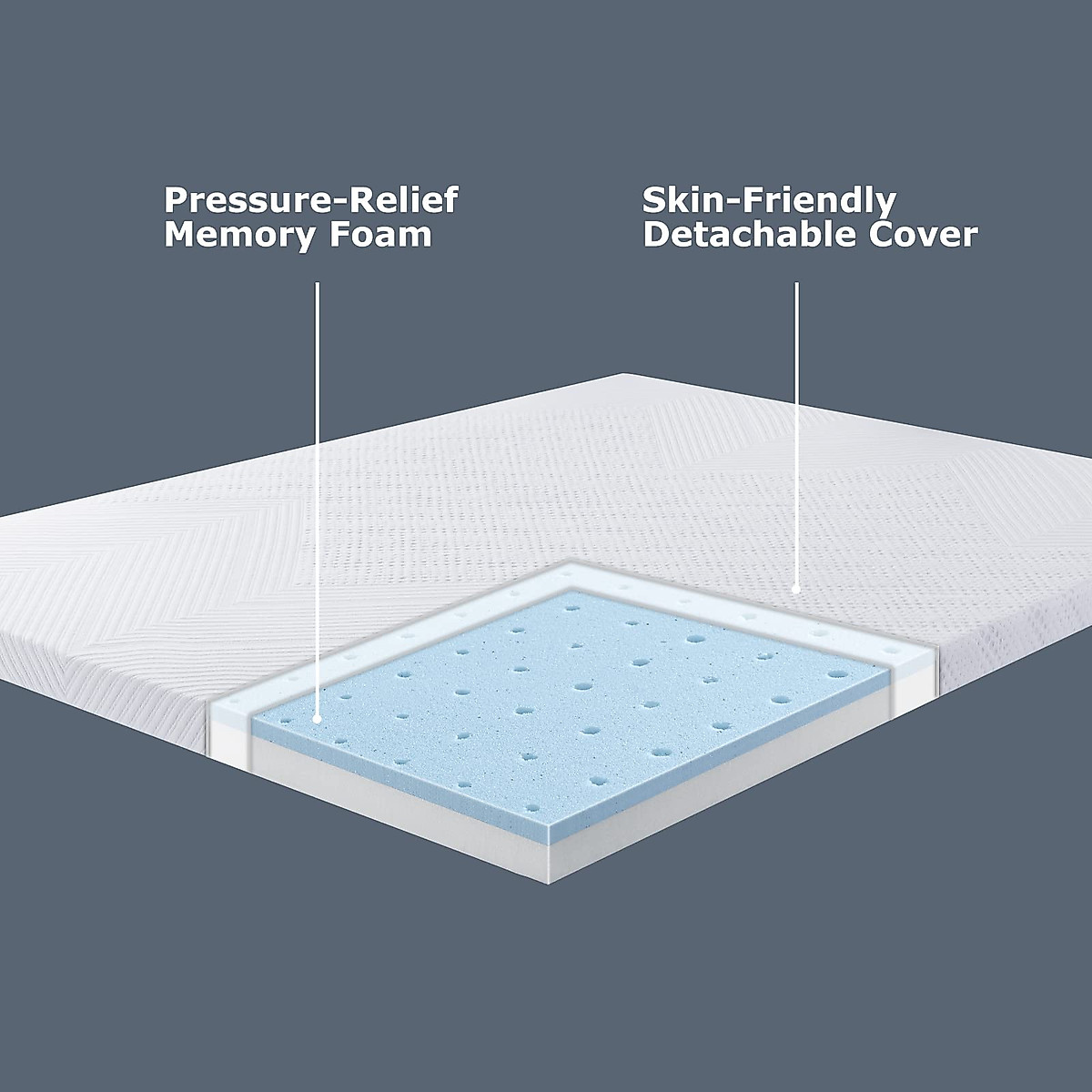 BedStory 4 Inch Memory Foam Mattress Topper Queen Size, Firm Pain-Relief & Motion-Isolation Bed Topper, Bamboo Charcoal & Gel Infused Cooling Pad, Skin-Friendly Cover Non-Slip, Bed RV Elder Adult Kid