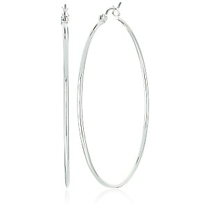 GUESS "Basic" Silver Large Wire Hoop Earrings