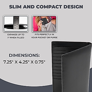 AG Wallets Leather Wallet for Men & Women - Secure RFID Wallet with Space for 20 Credit Cards, 1 ID & Cash - Cowhide Leather Wallet - Slim Bifold Wallet - Long Wallet for Casual or Office - Black