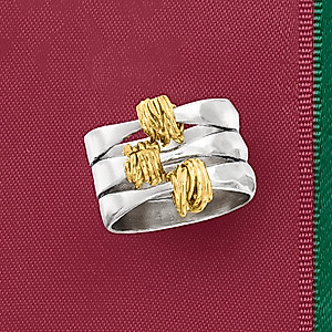 Ross-Simons Two-Tone Sterling Silver Wrapped Station Ring. Size 9