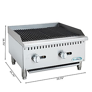 KoolMore 24 in. Commercial 2-Burner Natural Gas Charbroiler with 60,000 BTU in Stainless-Steel, ETL Listed(KM-GCB2-24M)