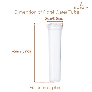 BEADNOVA Flower Water Tubes 2.8 Inch Plastic Water Tubes for Flowers Floral Vials with Caps for Decoration Flower Arrangement (Clear, 60 Pcs)