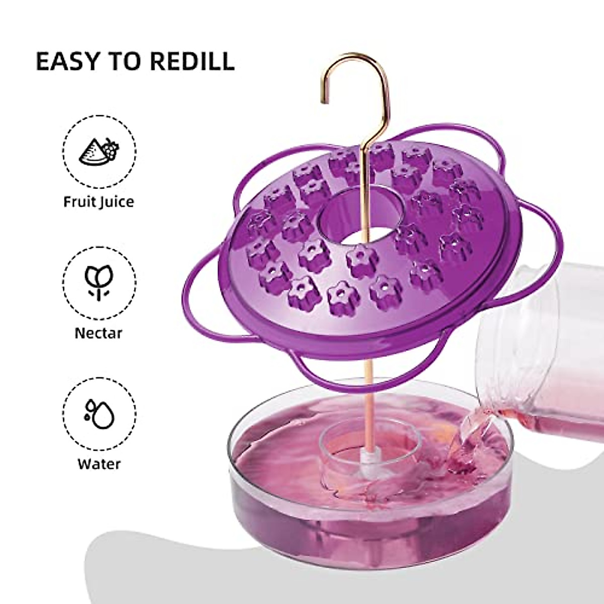 Oubaiyi 2Sets Hummingbird Feeder Outdoor Hanging,Leak-Proof,Outside Garden Saucer Feeders w/ Moat,Easy to Clean & Refill w/ 2Brush+1Cleaning Cloth), 1Red+1Purple+2Brush+1Cleaning Cloth, 10x7x7Inches
