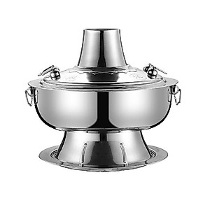 Chafing Dishes Old Beijing Copper Hot Pot,All Copper Thick Charcoal Heated Old Hot Pot, Mongolian Multi-Person Hot Pot, 30-36cm Suitable for Family Dinner and Outdoor Picnic (Color : Silver, Size :