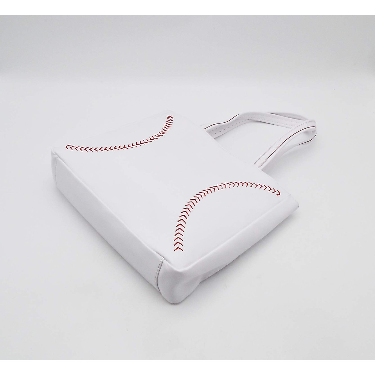 BallPark Leather White Leather Baseball Seam Purse