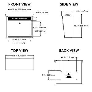 Architectural Mailboxes Maya Stainless Steel, Locking, Wall Mount Mailbox, 2417PS-10, Stainless Steel, Medium Capacity