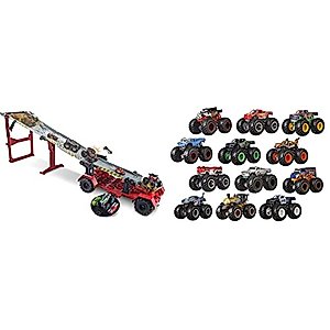 Hot Wheels Monster Trucks Downhill Race & Go Playset & Hot Wheels Monster Trucks 1:64 Scale Die-Cast Ultimate Chaos 12 Pack Toy Vehicles for Kids Ages 3 Years and Older [Amazon Exclusive]