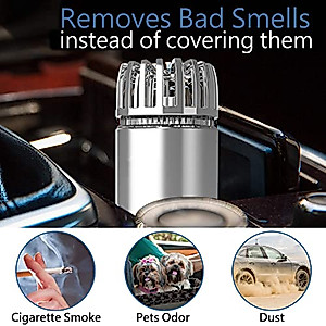 Car Air Purifier Ionizer, Mini size 12V Plug-in Car Air Freshener, Dual Fast Charge USB Car Charger | Release 5.6 Million Anion, Removes Dust, Cigarette Smoke, Bad Odors (Silver)