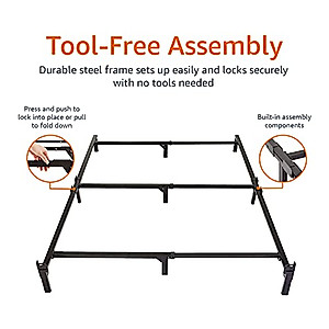 Amazon Basics Metal Bed Frame, 9-Leg Base for Box Spring and Mattress - Full, 74.5 x 53.5-Inches, Tool-Free Easy Assembly