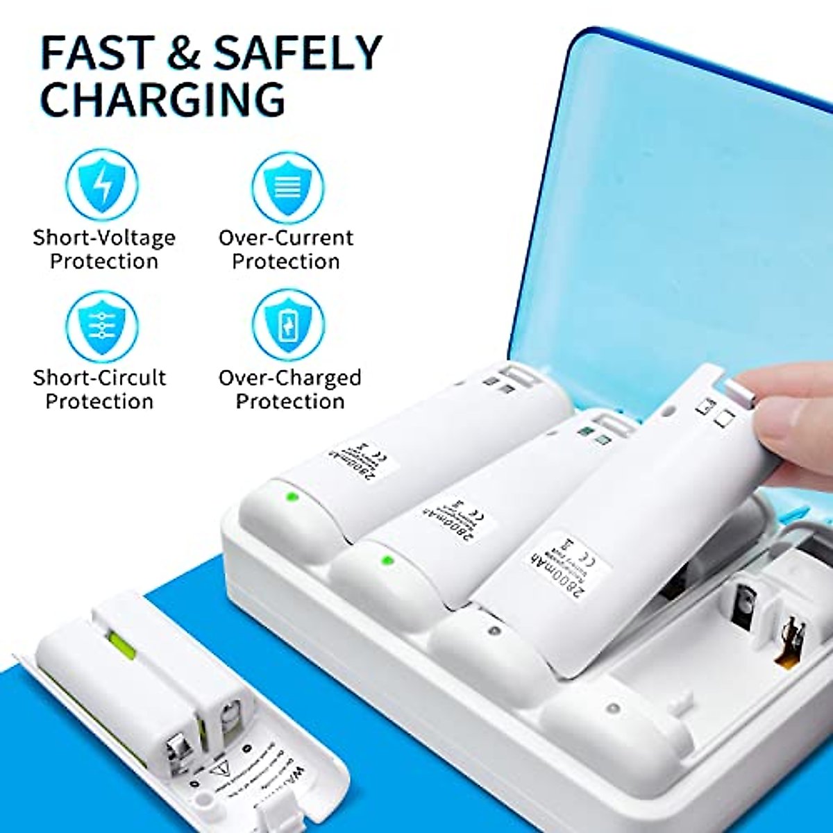 Wii Controller Motion Plus with Nunchuck and Wii Charging Station with 4 Rechargeable Batteries